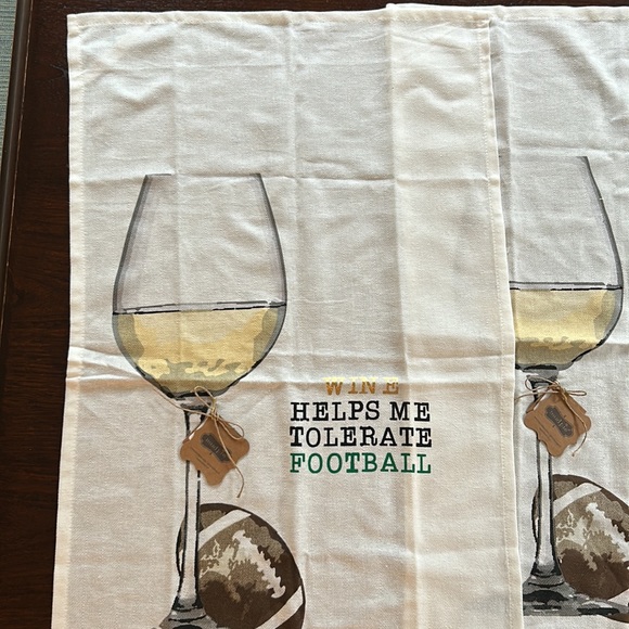 Mud Pie | Kitchen | Nwt Wine Football Theme Hand Towels Set | Poshmark